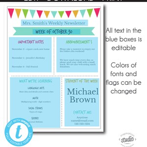 Editable Weekly Teacher Newsletter Template | Teacher Resources ...