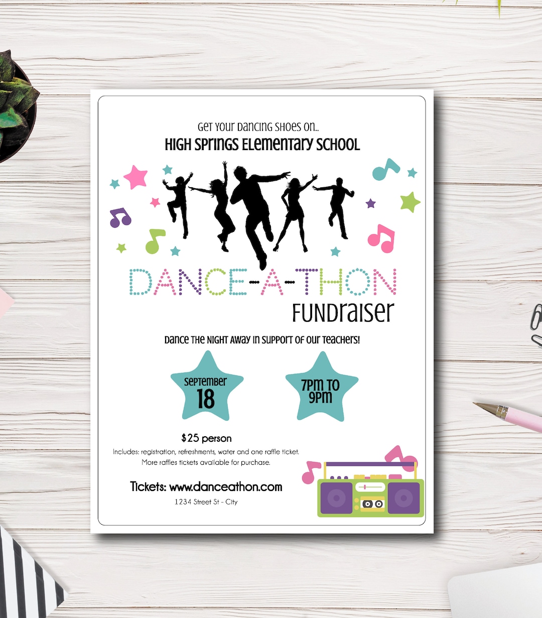 Dance-a-thon Event Flyer Template | Dance Fundraiser Event | School ...