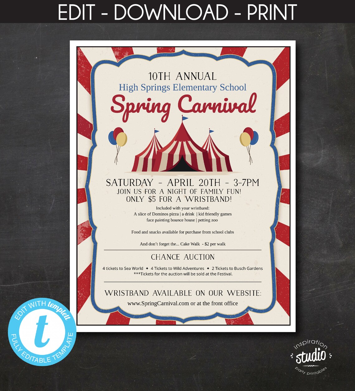 Spring Carnival Flyer Spring Festival Flyer Big Top School - Etsy