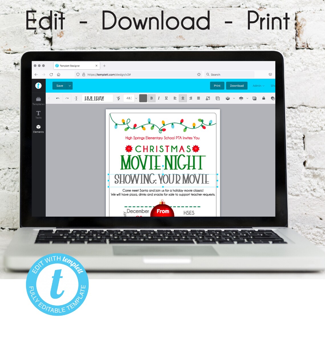 Christmas Movie Night Flyer Template Movie Night Family - Etsy