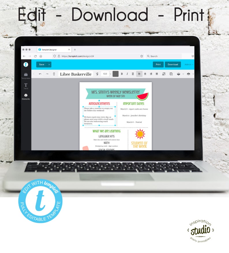 Weekly Teacher Newsletter Template | Editable Summer Theme Layout for ...