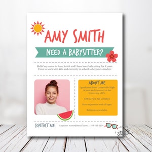 Editable Babysitter Flyer Template | Babysitter Services | Childcare ...