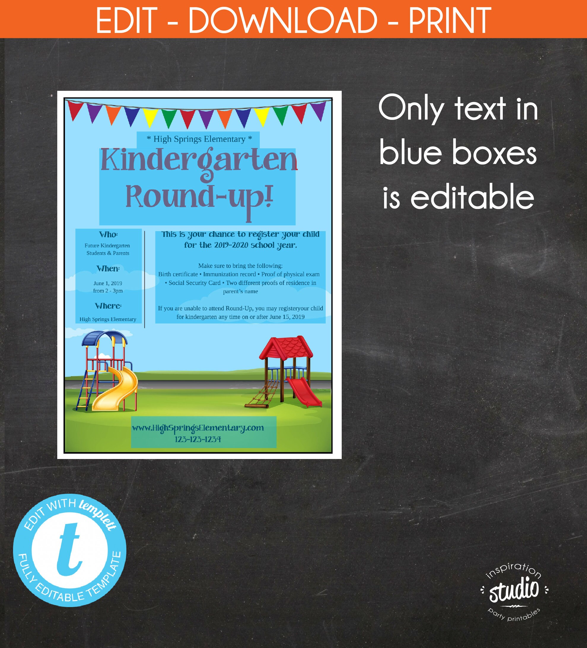 Kindergarten Round-up Event Flyer Printable Template School - Etsy