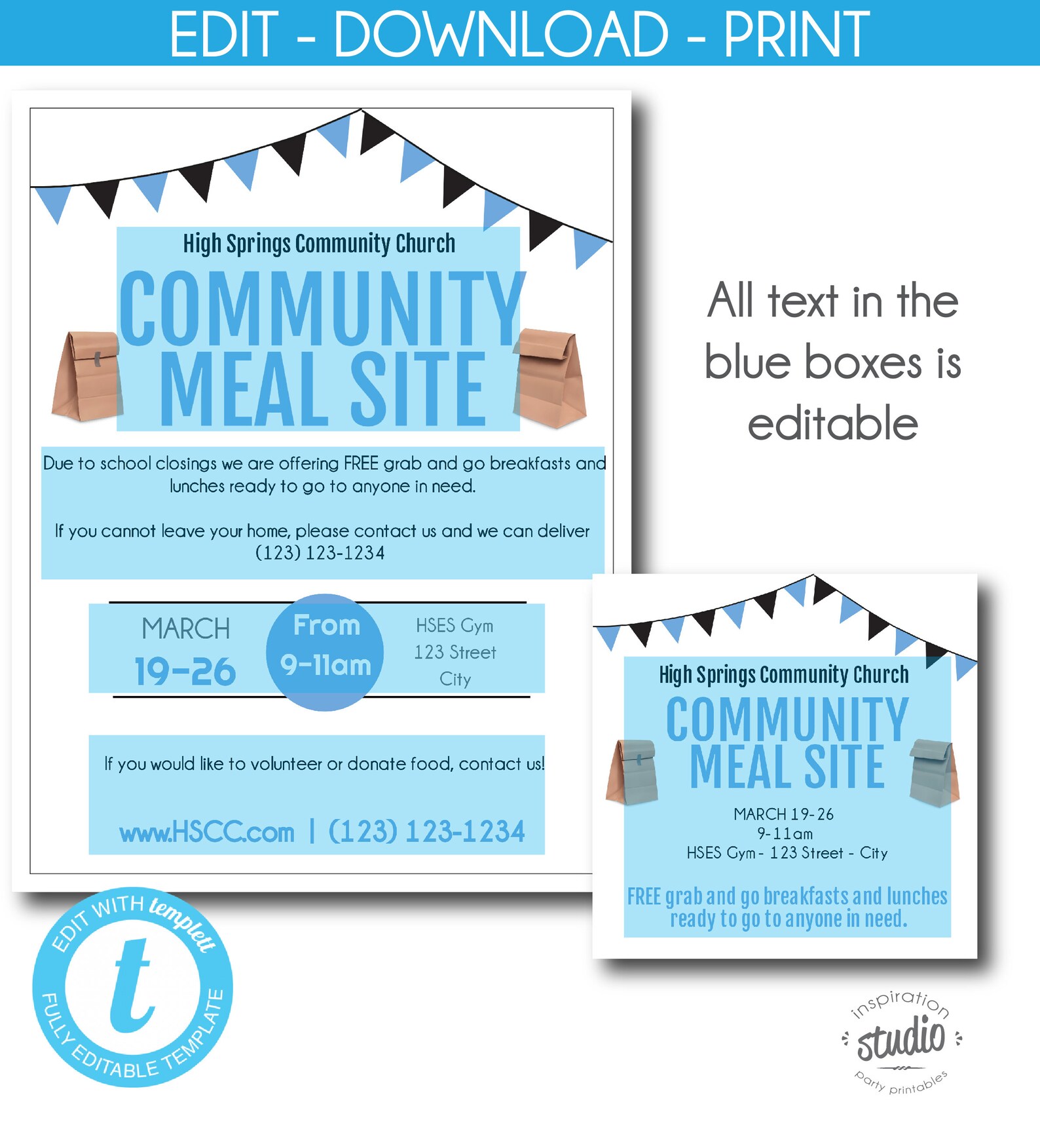 Community Meal Site Flyer and Social Media Graphic Free Food | Etsy