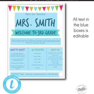 Editable Meet the Teacher Flyer Template, About the Teacher Flyer, Back ...