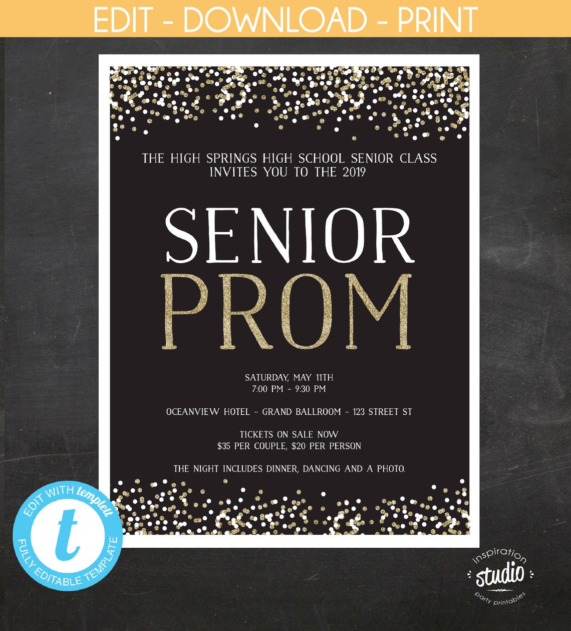 Senior Prom Junior Prom Template Package Printable Flyer | Etsy