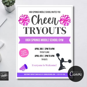 Editable Cheerleading Tryout Flyer Template Cheer Team Tryout Cheer ...