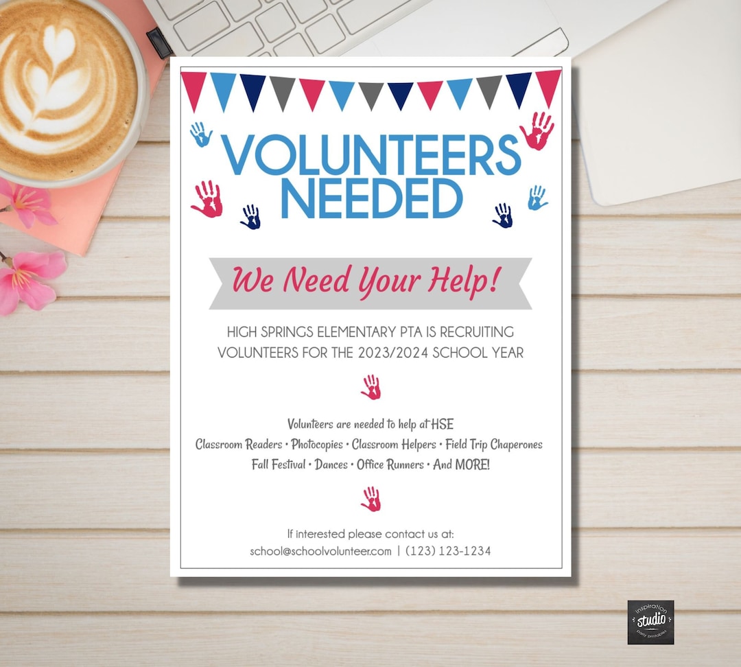 Editable Volunteers Wanted Flyer Perfect for PTA & PTO DIY Flyer ...