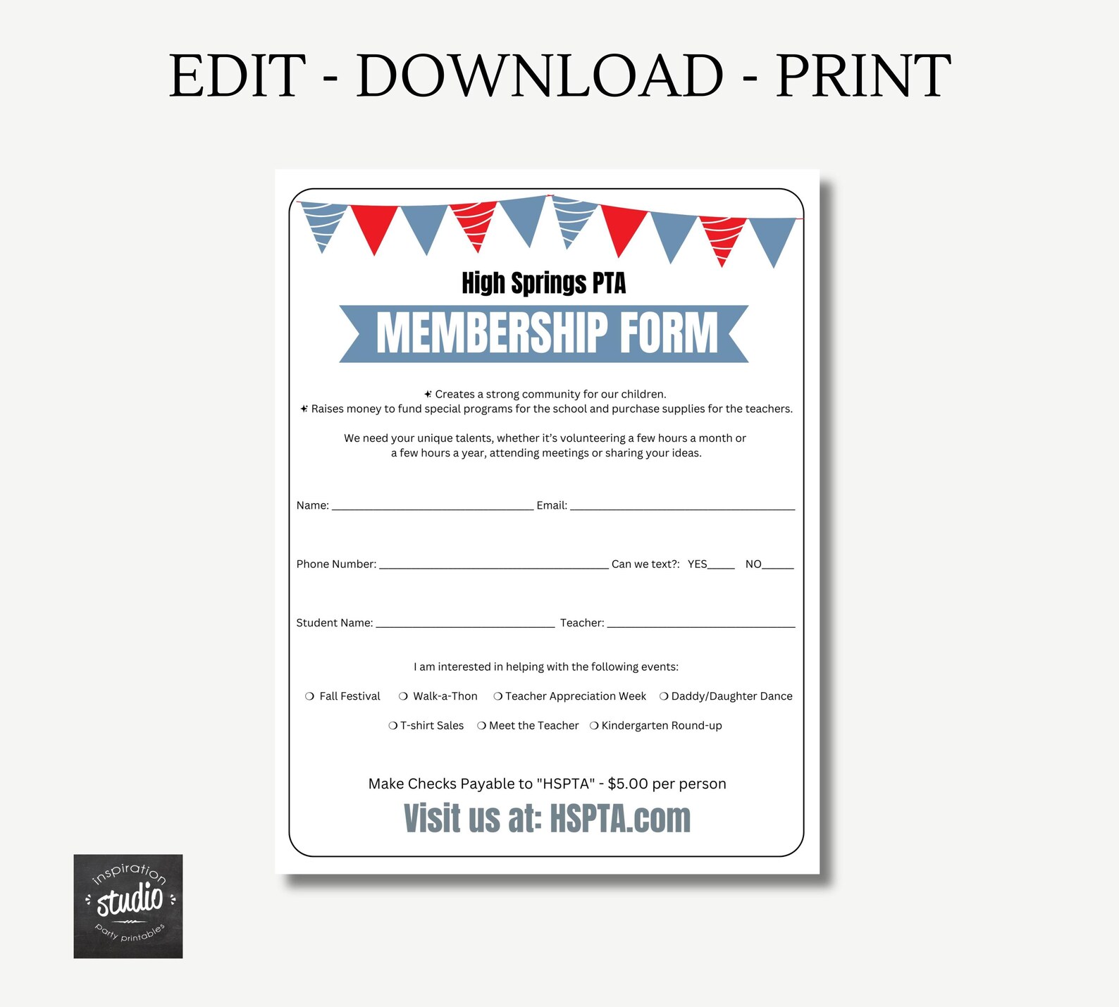 PTA Membership Form Template | Editable Canva Printable for PTO and ...