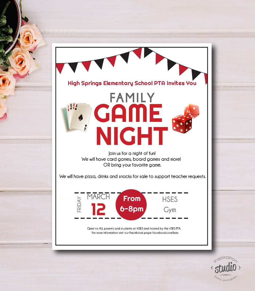 Family Game Night Flyer Template, School or Church, Event Custom ...