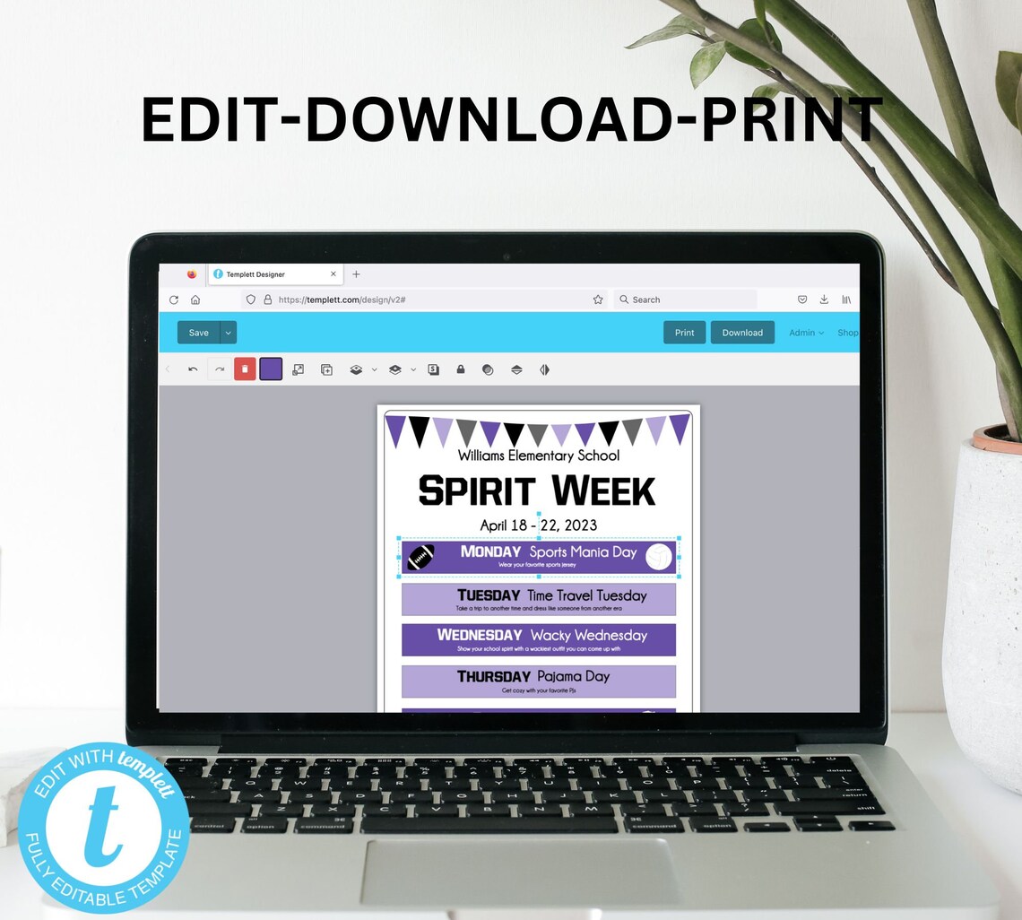 School Spirit Week Flyer Template School Spirit Week - Etsy