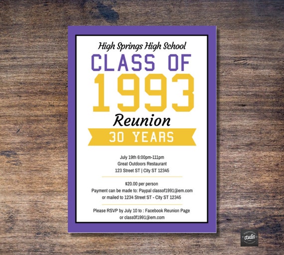 High School Reunion, College Reunion, Printable Invitation, Pick your ...