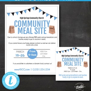 Community Meal Site Flyer and Social Media Graphic Template, Free Food ...