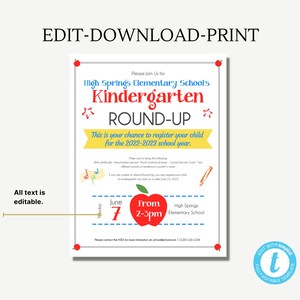 Kindergarten Round-up Event Flyer Template | School Enrollment Flyer ...