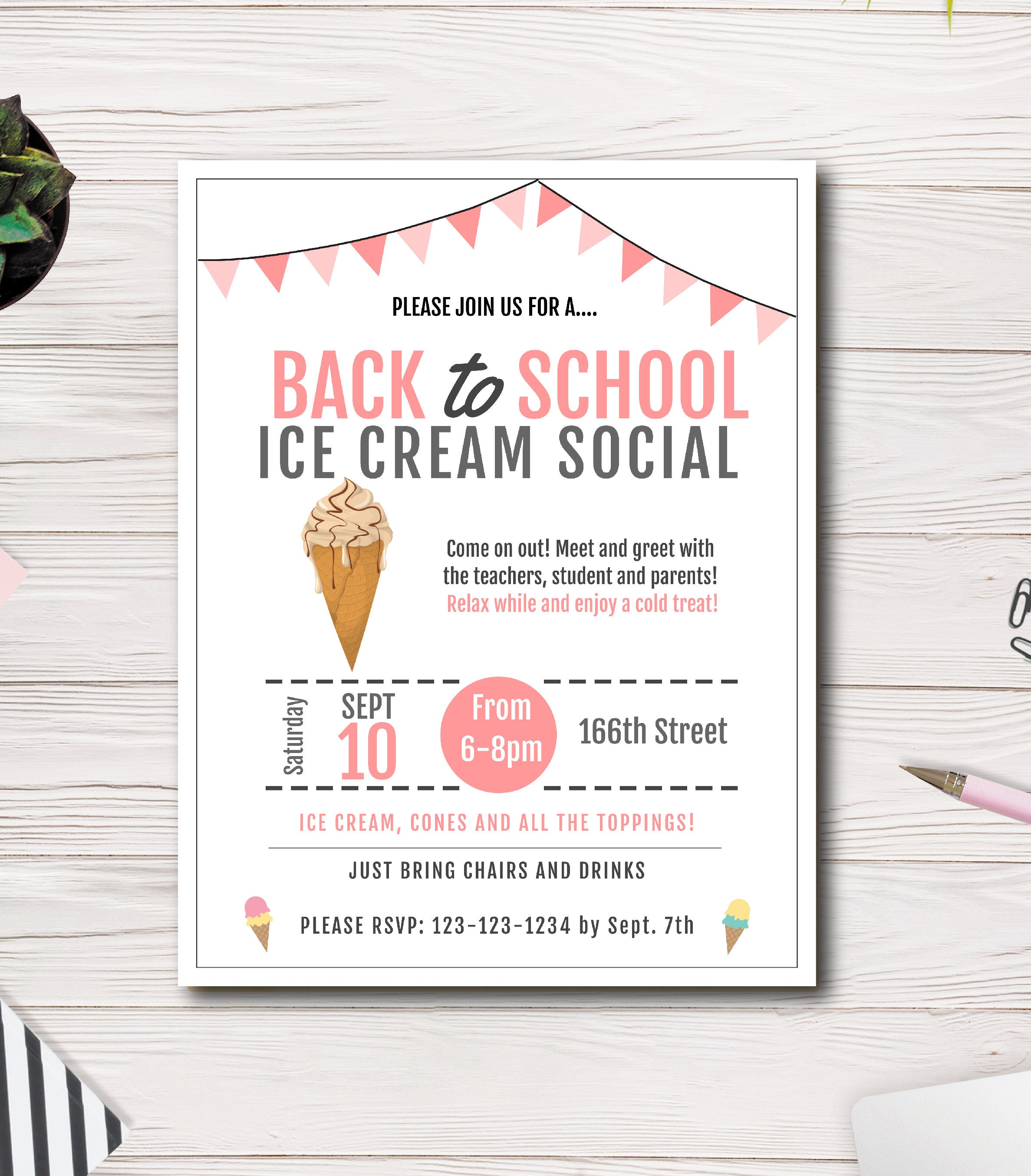 School Ice Cream Social Flyer