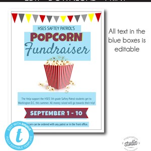 Popcorn Fundraiser Flyer Template, School Fundraiser Flyer Sport ...