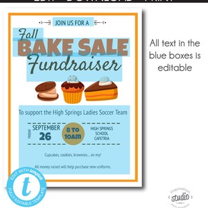 Fall Bake Sale Fundraiser Flyer Template, Bake Sale Event Fundraiser ...