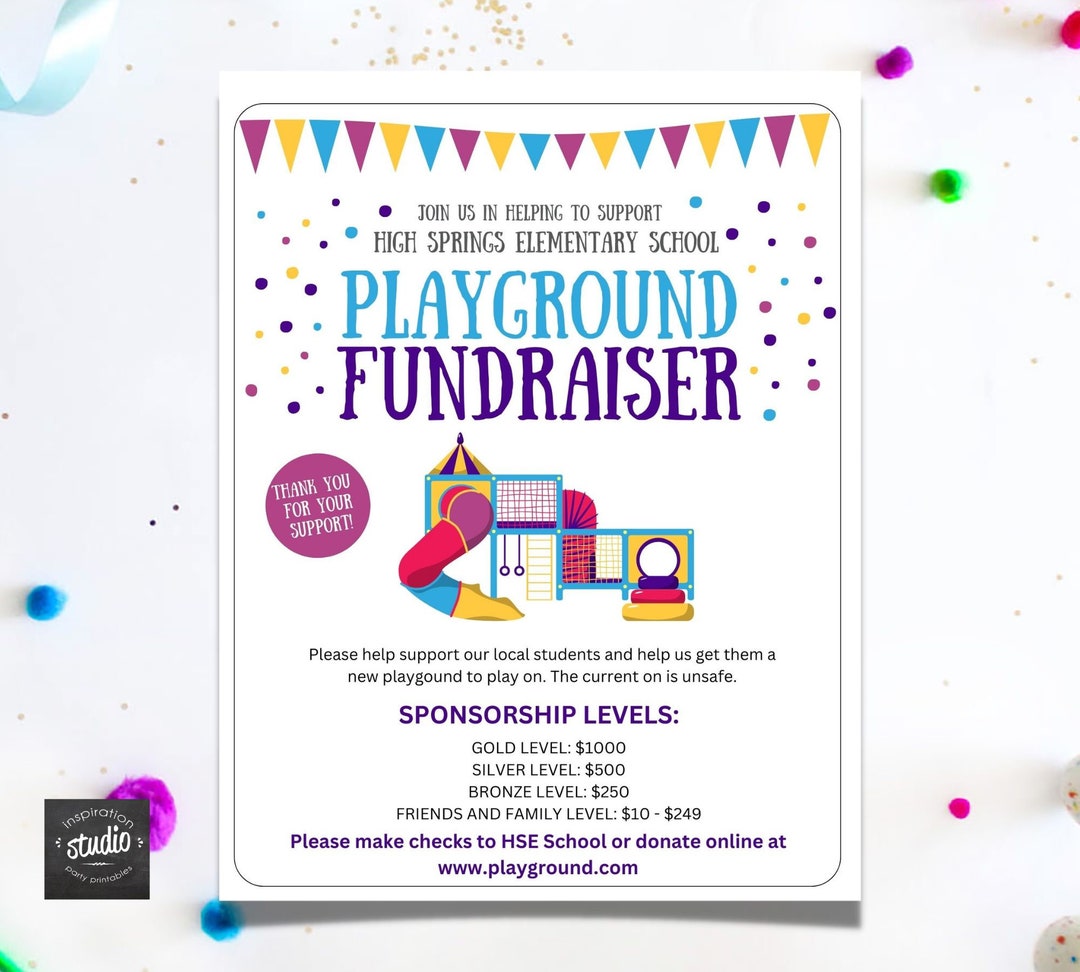 DIY Community Playground Fundraiser Flyer Template for School PTO PTA ...