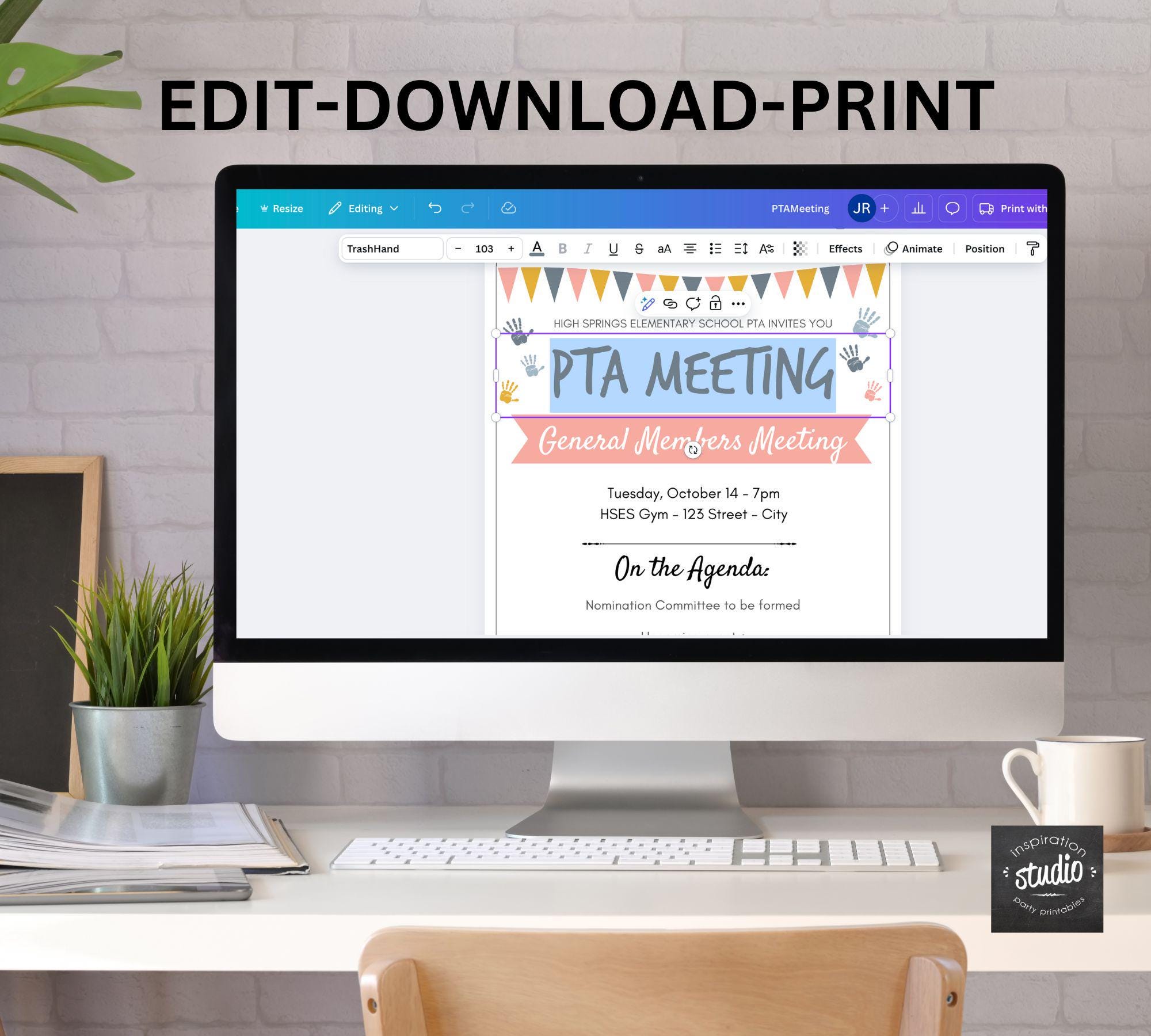 Editable Meeting Announcement Flyer | Easy to Use Canva Template | Edit ...