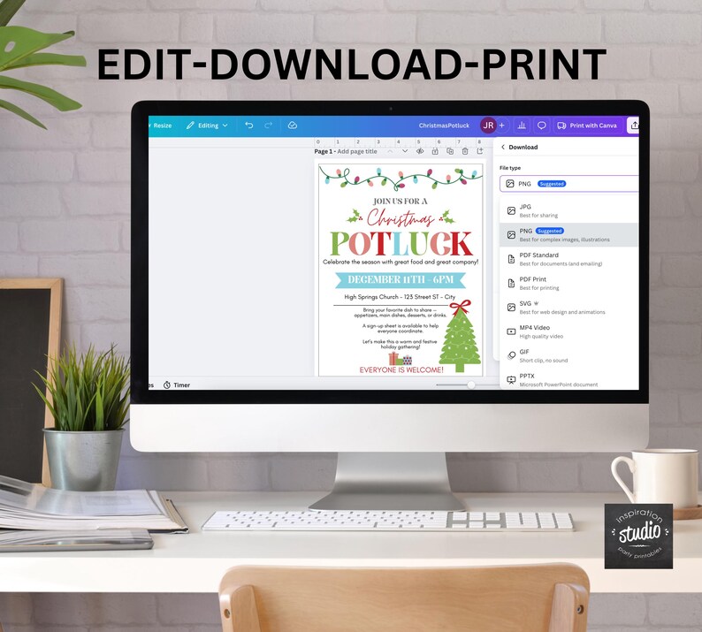 Christmas Potluck Flyer and Sign-up Sheet Template | Holiday Party ...