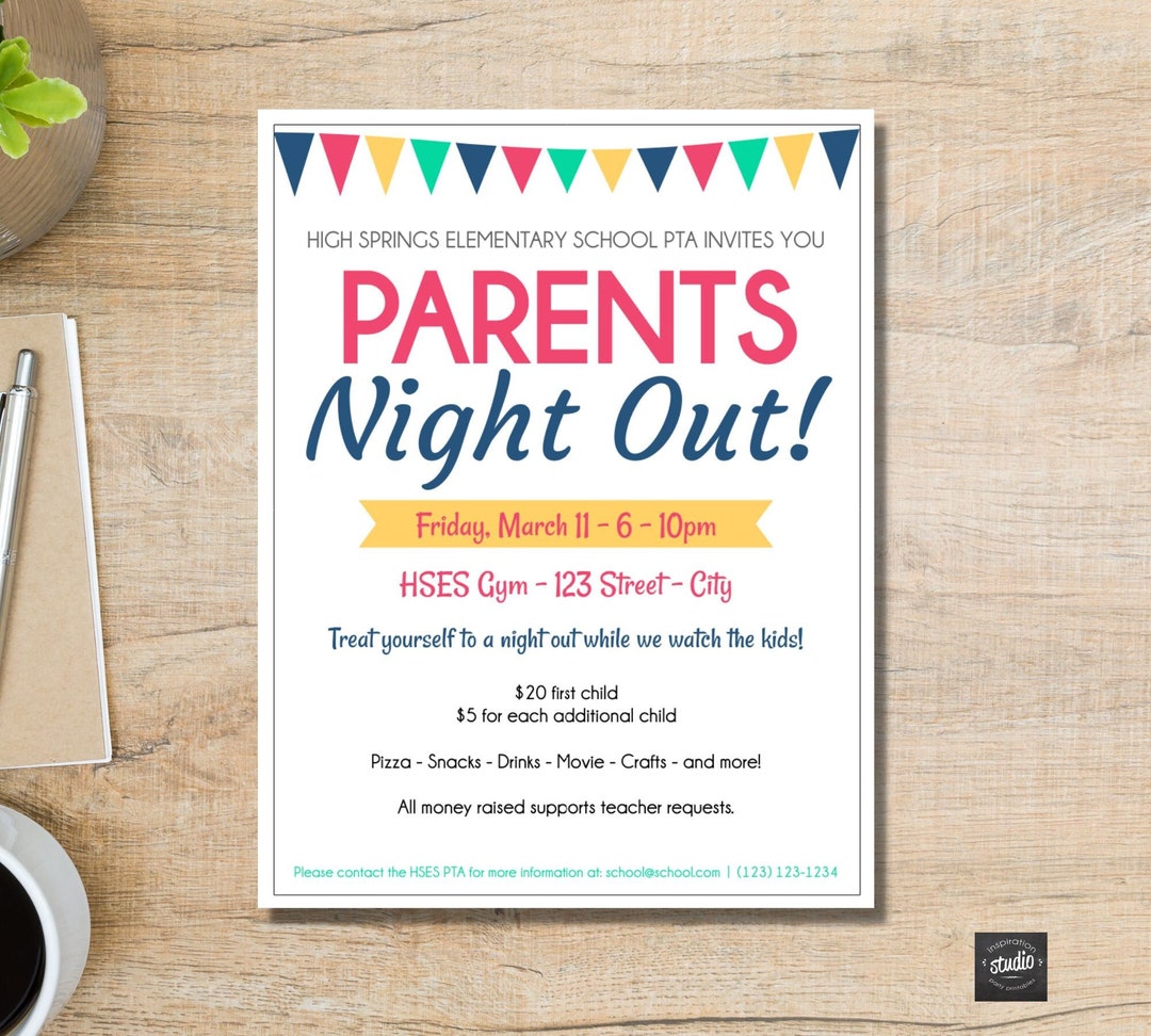 Parents Night Out Event Flyer Template Easy-to-use School Event Design ...
