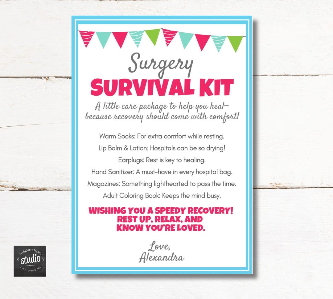 Customizable Surgery Survival Kit Tag | Personalized Hospital Stay ...