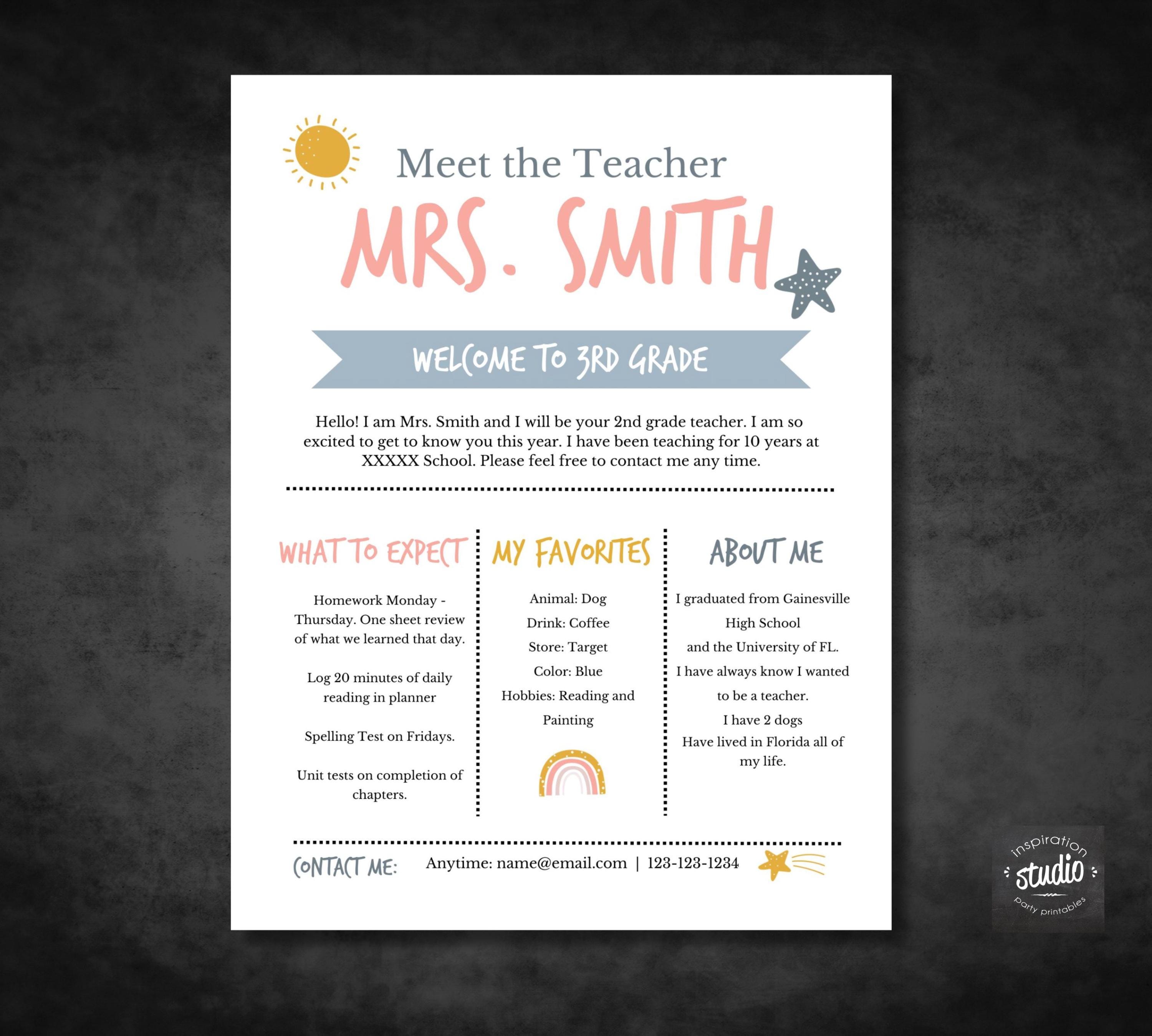 Editable Meet the Teacher Flyer Template | About the Teacher Flyer ...