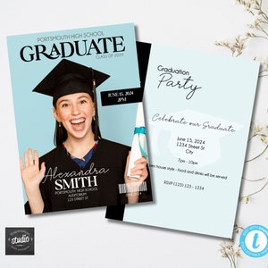 Magazine Style Graduation Invitation Template Grad Announcement for ...