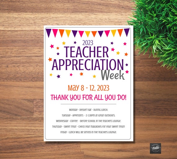 Teacher Appreciation Week Flyer Template, Elementary Teacher ...