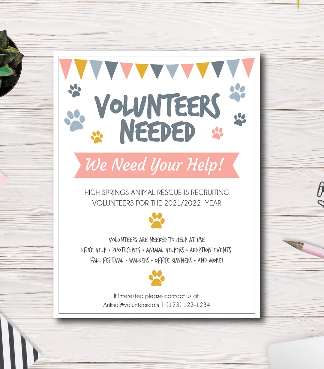 Volunteers Needed Flyer Template, Pet Rescue Volunteers, Cat Rescue ...