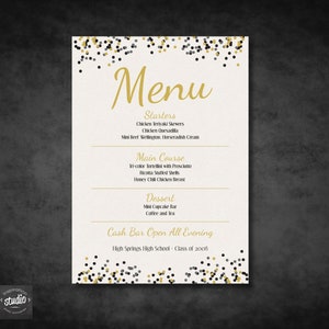 Elegant High School Reunion Menu Card Template - Instant Download 5"x7 ...