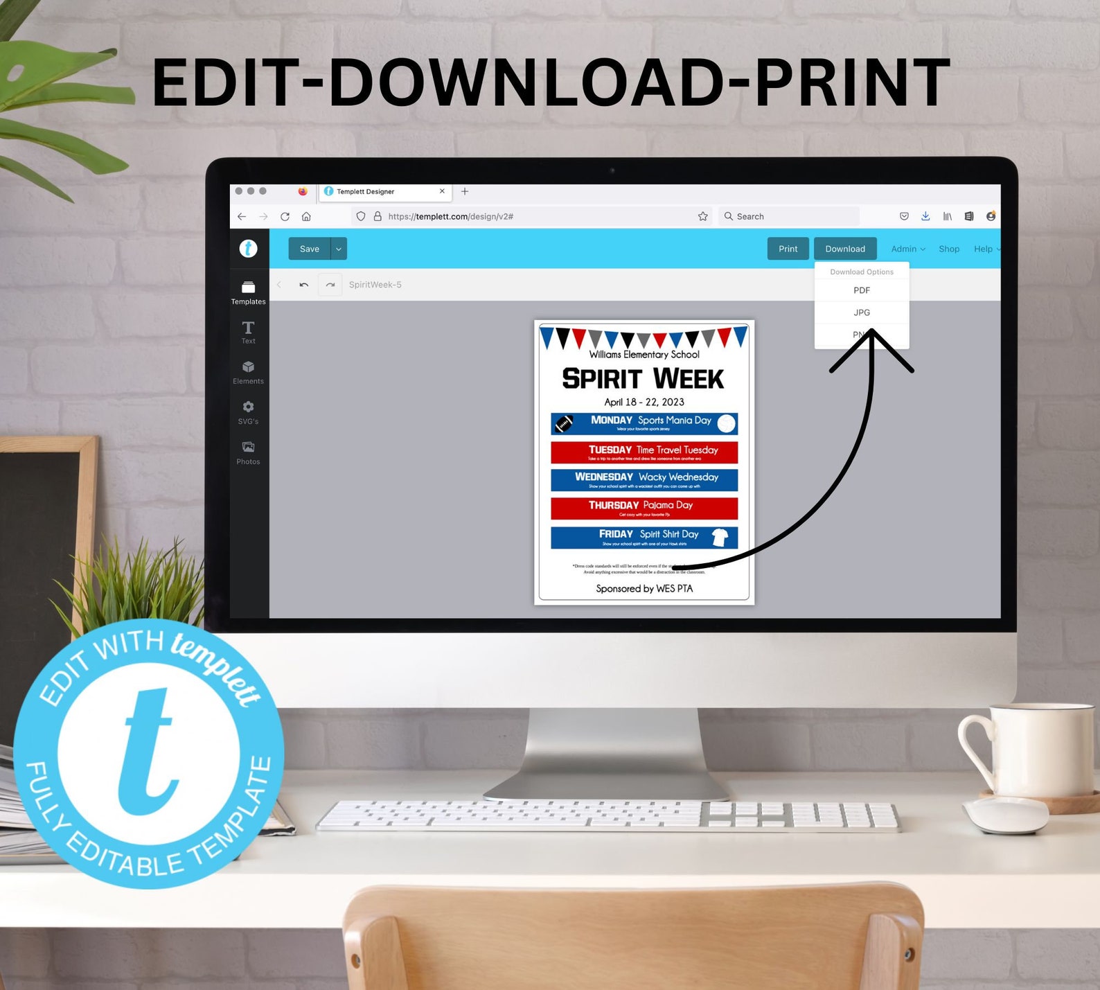 School Spirit Week Flyer Template School Spirit Week - Etsy