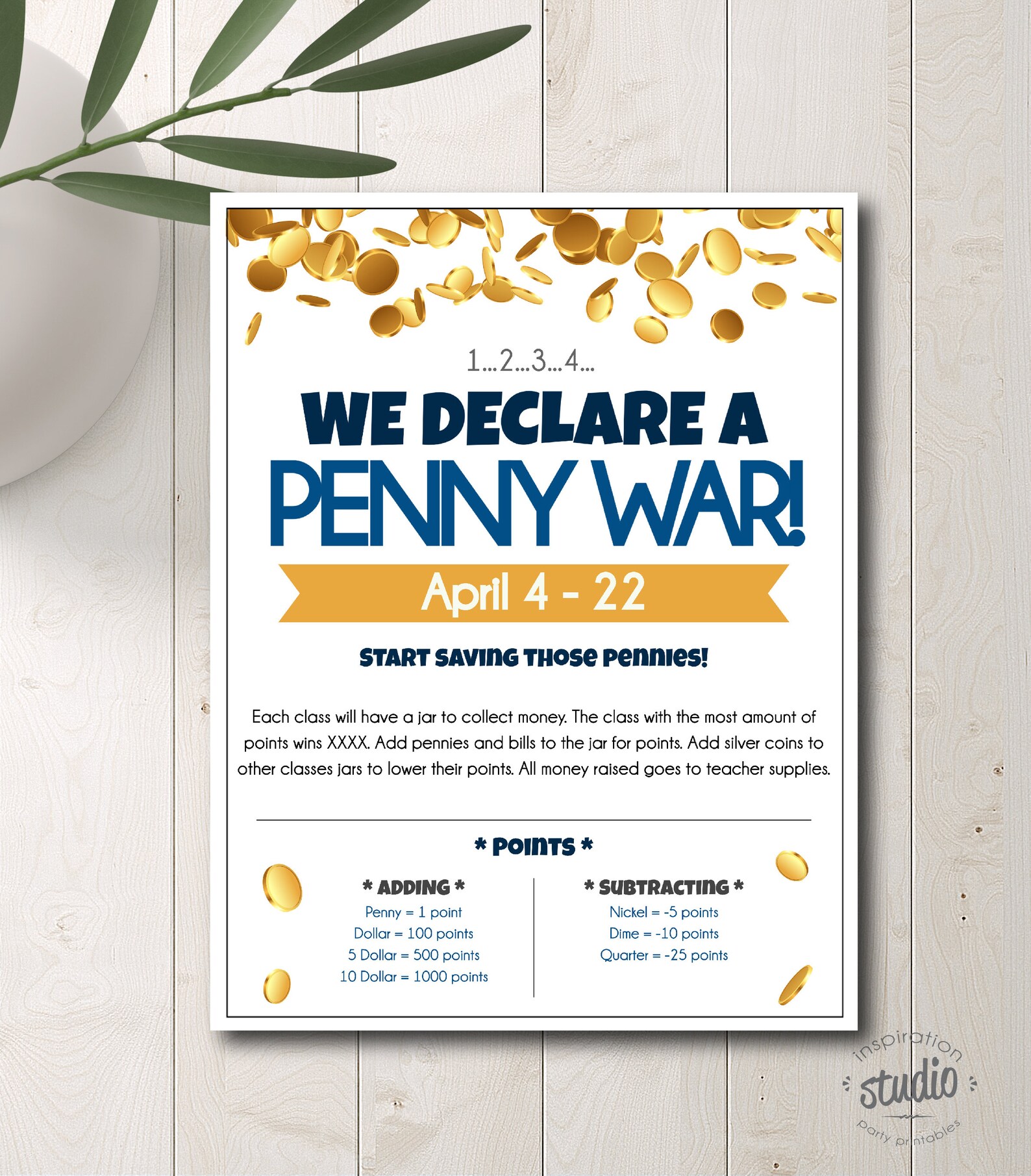 Penny War Fundraising Flyer Template We Declare a Penny War | Etsy