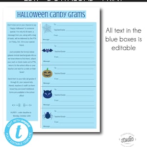 Halloween Candy Gram Flyer School Fundraiser Flyer Template - Etsy