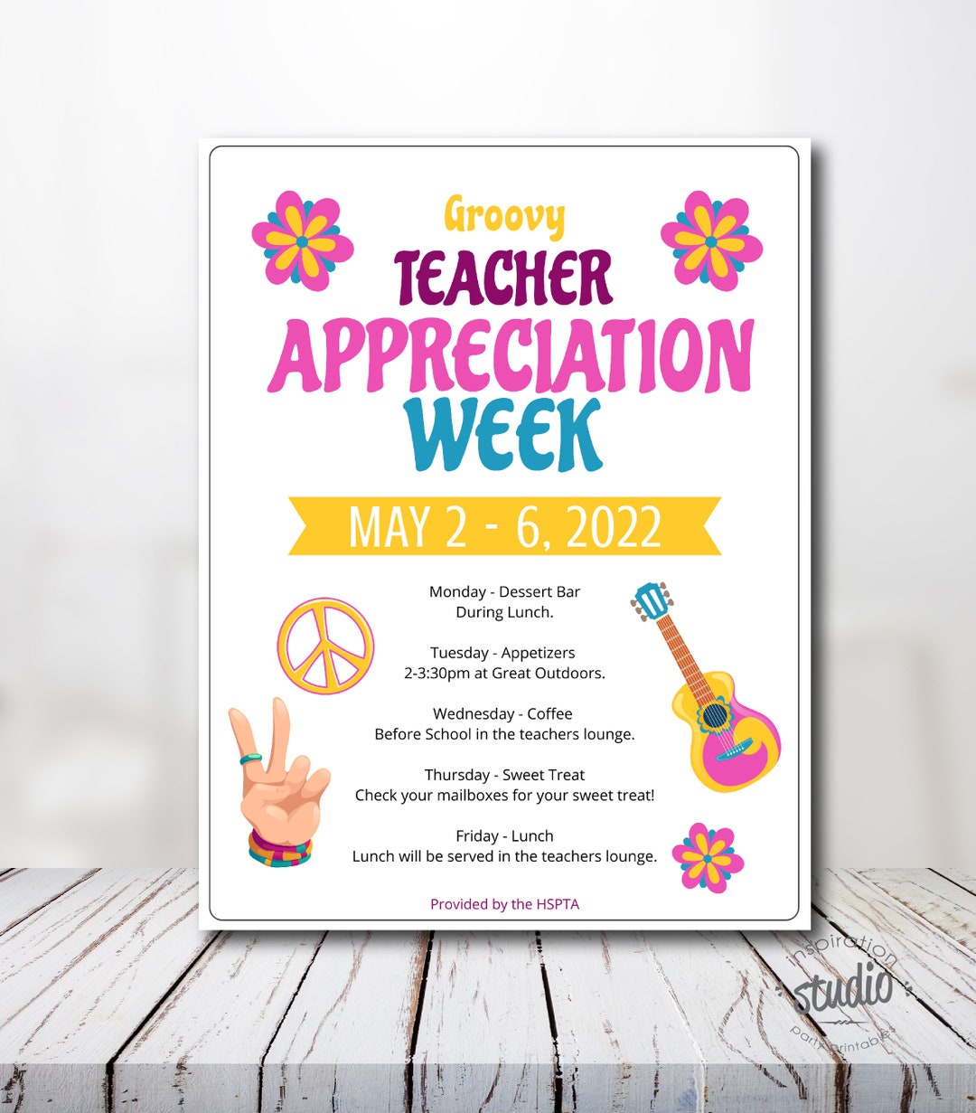 Groovy 1970's Theme Teacher Appreciation Week Poster and Flyer Template ...