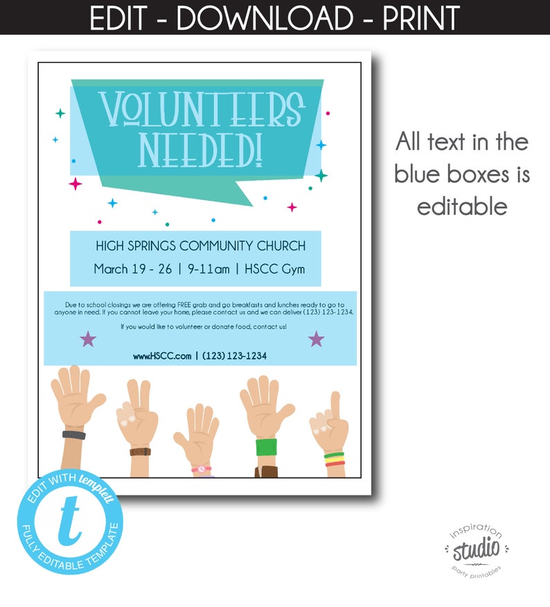 Volunteers Needed Flyer Template School Event Flyer Template - Etsy