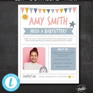 Babysitter Flyer Template | Babysitter Services | Childcare Services ...