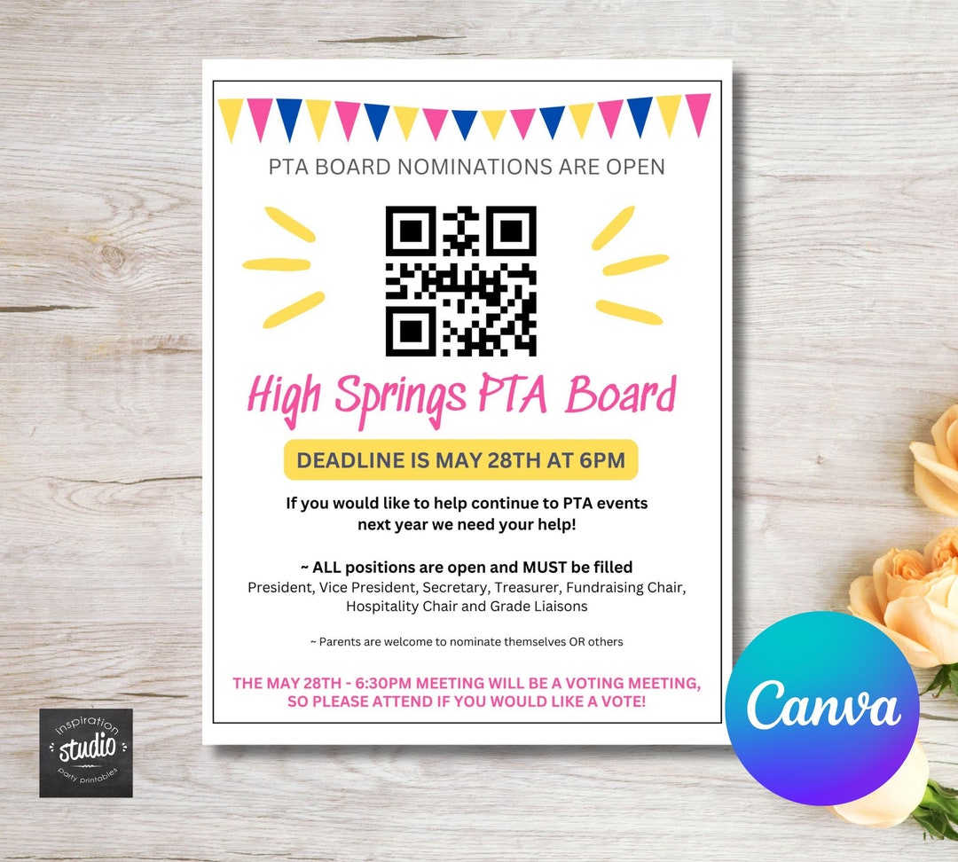 Join the PTA Board Professional Flyer Template Custom Canva Template ...