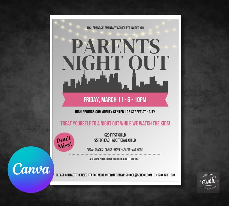 Editable Parents Night Out Flyer Template | Babysitting Flyer | Date ...
