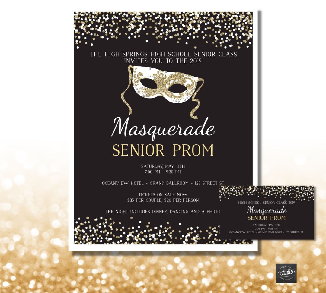 Masquerade Prom Flyer, Tickets and Poster Template | Senior Prom ...