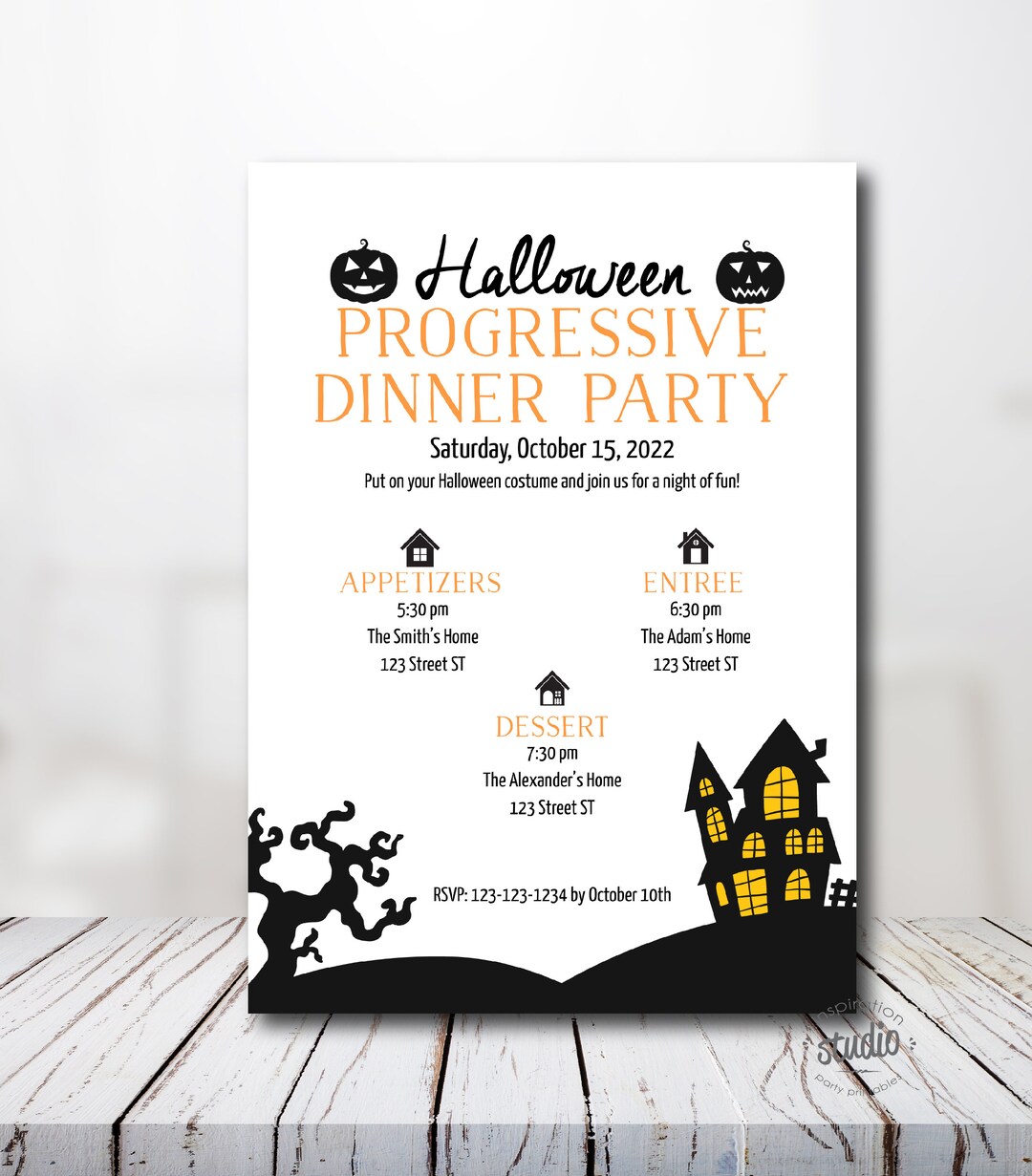 Halloween Progressive Dinner Party Invite Template, Neighborhood Dinner ...