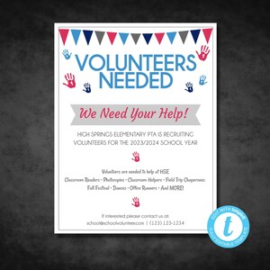 Volunteers Needed Flyer Template Designed for PTA PTO and - Etsy