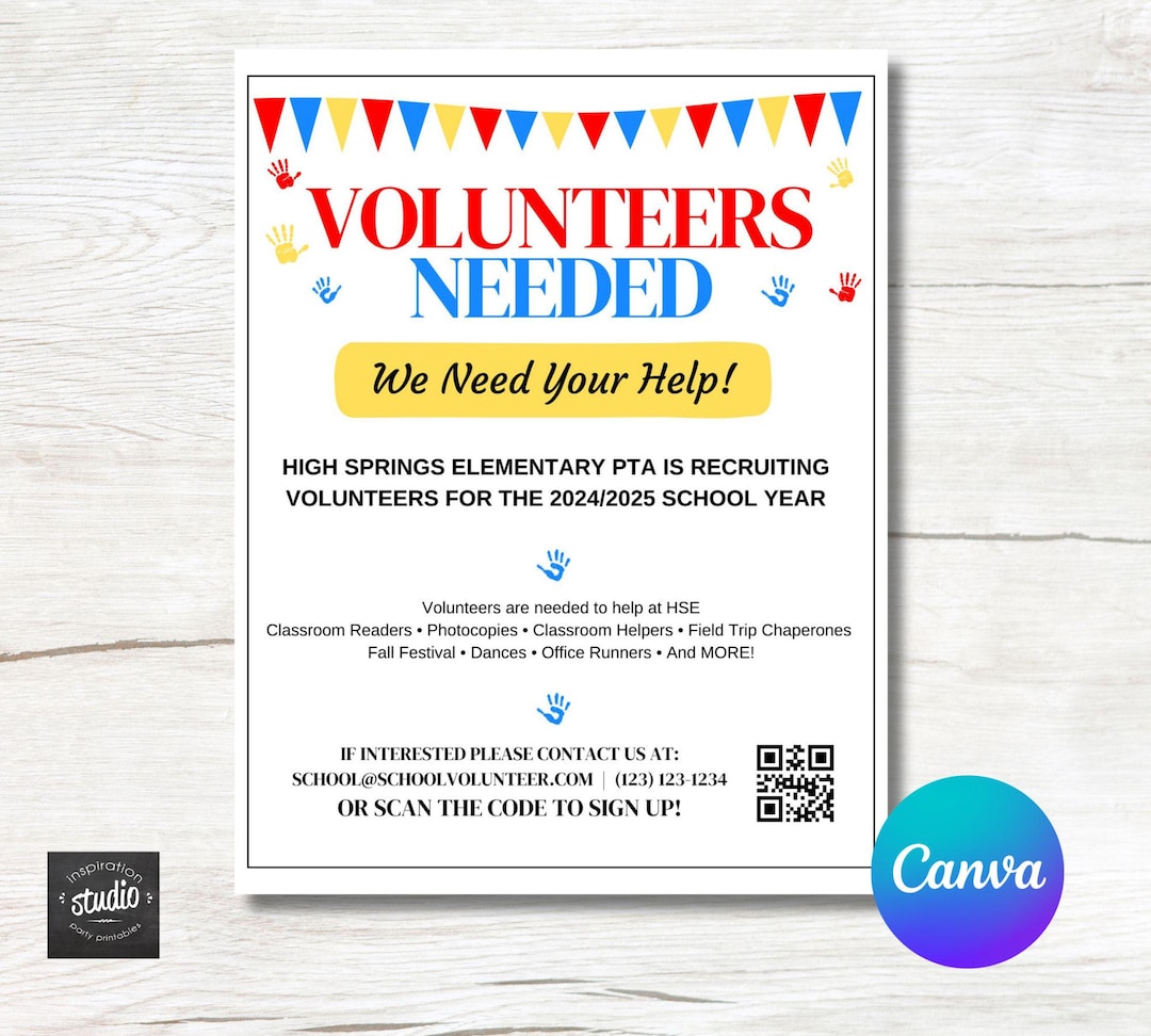 Customizable Volunteers Needed Flyer Easy-to-edit Canva Template for ...