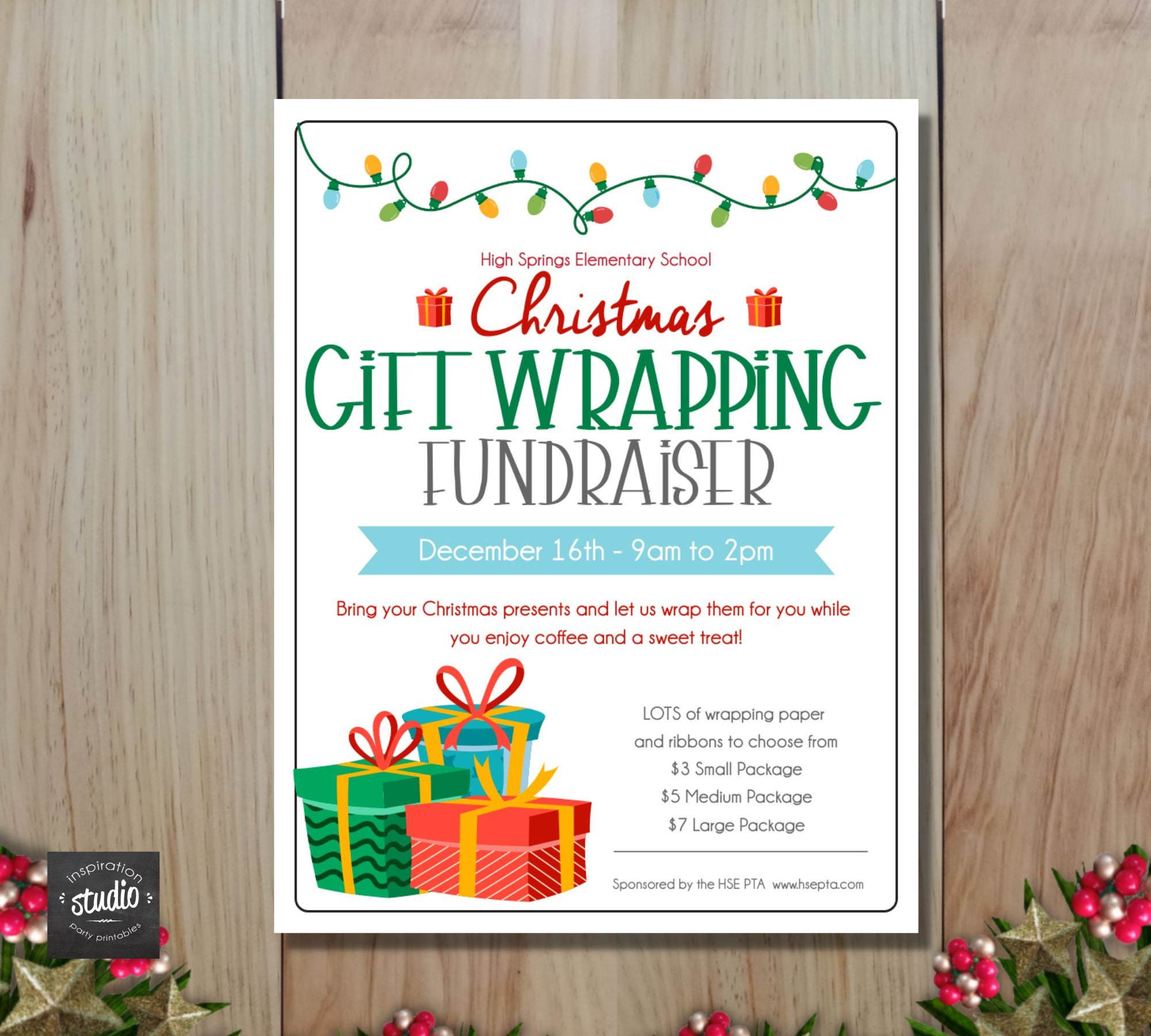 Christmas Gift Wrap Fundraiser Flyer Template, Holiday Gift Wrapping ...