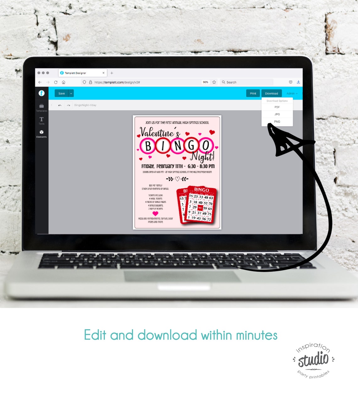 Valentine's Bingo Night Flyer Template, Family Night, School or Church ...