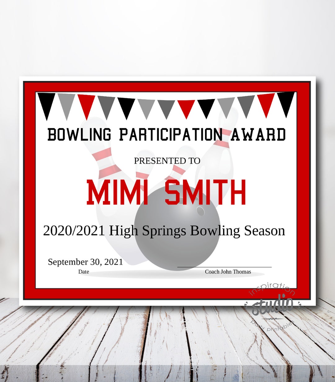 Editable End of Season Bowling Award Certificates Custom Printable ...