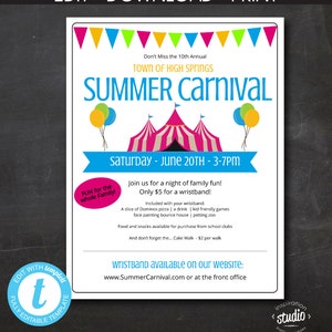 Summer Carnival Flyer Template | Summer Festival Flyer | Big Top ...