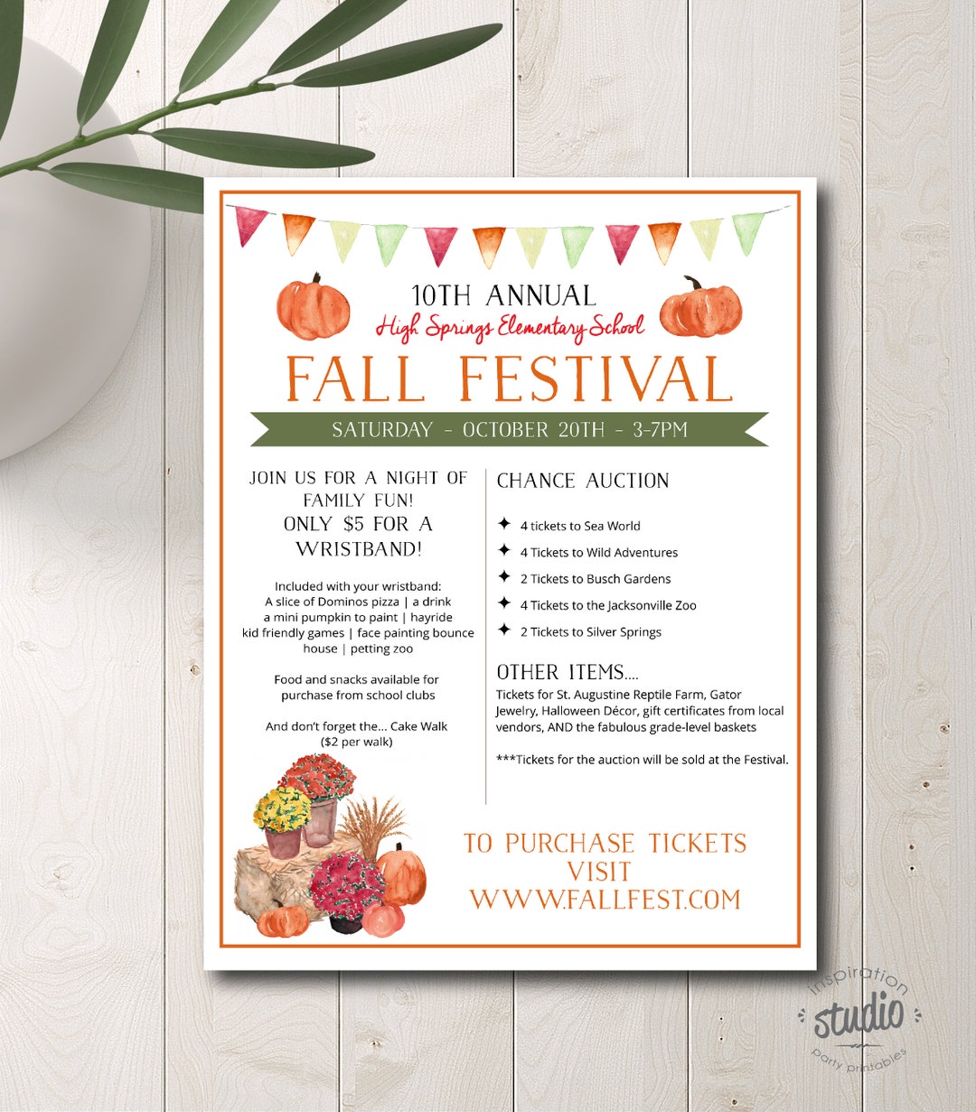 Fall Festival Flyer Template, School, Church, PTA, PTO, Event Printable ...