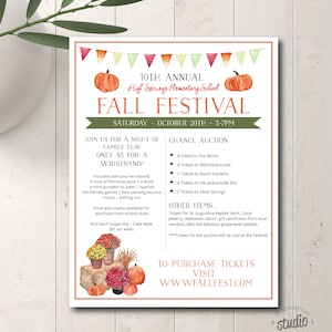 Fall Festival Flyer Template, School, Church, PTA, PTO, Event Printable ...