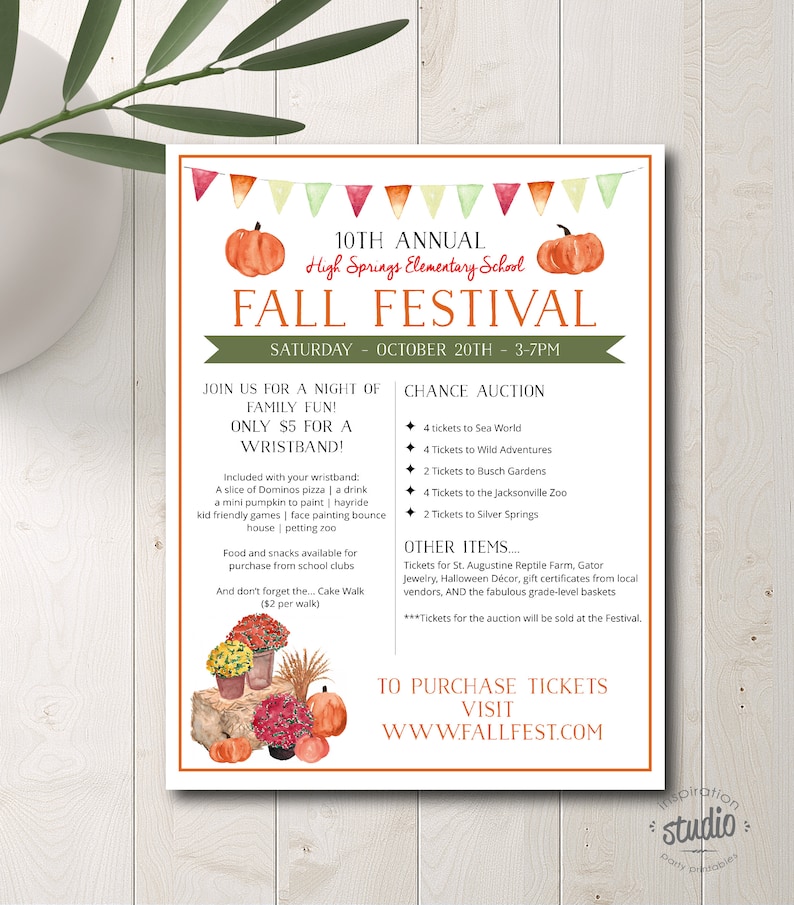 Fall Festival Flyer Template School Church PTA PTO Event - Etsy